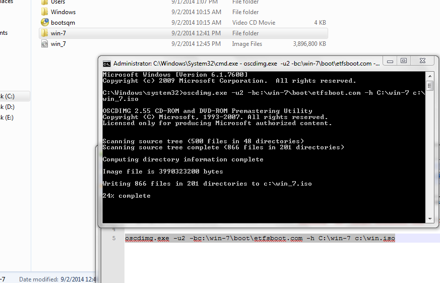 How to create a bootable Windows iso file using Oscdimg